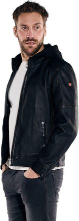 Emilio Adani Lederjacke Herren Lederjacke, Schwarz