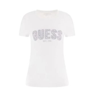 Guess Femme, Tops, Blanc, Taille: 38 FR T-shirt Blanc en Coton Shine G