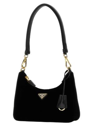 Prada Womens Black Velvet Mini Prada Re-Edition Shoulder Bag Nero Vi-Lambleather Borse A Mano