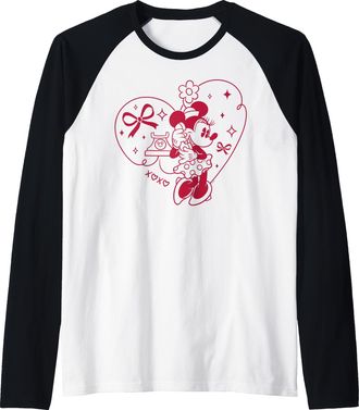 Disney Minnie Mouse XOXO Heart Coquette Valentines Day Raglan