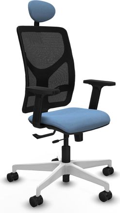 Piqueras y Crespo Fernarbeitsstuhl mit 2D-Armen, h&ouml;henverstellbarer Lendenwirbelst&uuml;tze und festem Kopfteil, ausgestattet mit Syncro/Traslack und Schneideschaum, Schwarz