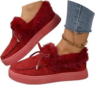 Generic Bottes dhiver pour femme, doublées de fourrure, bottines à enfiler pour la neige, chaudes et confortables, doublées, épaississantes, pour la marche, l