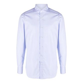 Finamore Hellblaues Baumwollhemd Klassischer Kragen - - Shirts - Herren - Blau - 4XL