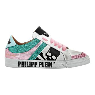 Philipp Plein Femme, Chaussures, Multicolore, Taille: 36 EU Baskets basses en cuir T&ecirc;te de mort avec cristaux