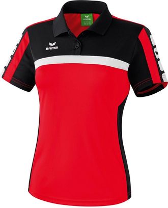 Erima Damen Poloshirt 5-Cubes, Rot/Schwarz/Weiß, 44, 111548