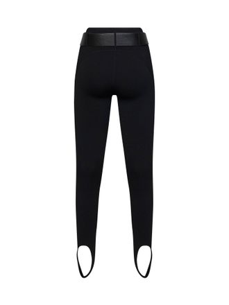 Self Portrait Womens Stirrup Leggings Black Compact Knit Viscose Trousers