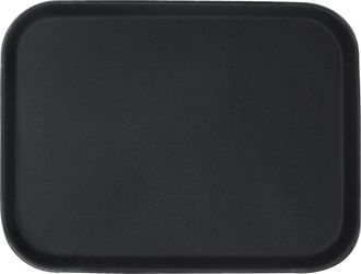 Argon Tableware 1x Schwarz 51cm x 38cm Rechteckiges Rutschfestes Serviertablett - Groß Plastik Küche Essen Tee Kaffee Abendessen Tisch Getränke Partyteller - Von Argo