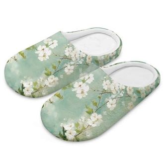 Coloranimal Pantoufles de spa pour femme - Pour chambre dh&ocirc;tes, maison - Bout ferm&eacute; - R&eacute;utilisable - Sandales dh&ocirc;tel, Fleur de poirier, 35.5/36.5 EU