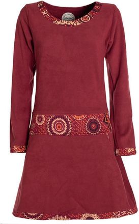 vishes Alternative Bekleidung - Extra warmes Winterkleid Damen Langarm Kleider Sweatkleid Fleece dunkelrot 46-48