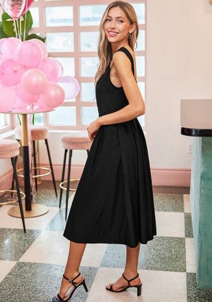 Cupshe Midikleid &Auml;rmelloses Eckiges Dekollet&eacute; mit Smokdetails in A-Linie