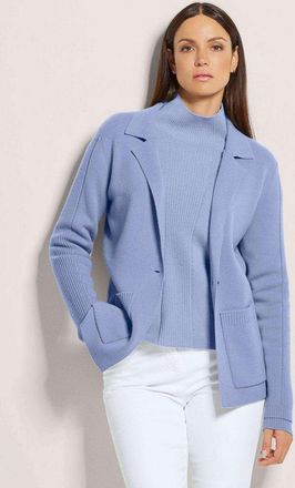 Madeleine Strickjacke Strickjacke aus Merinowolle und Kaschmir Blazer mit Reverskragen, Pointelle-Muster, 1-Knopf-Verschluss