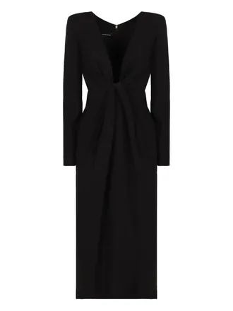Emporio Armani robe mi-longue à détails de noeuds - Noir