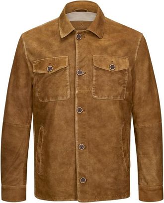 Milestone Herren Lederjacke braun Ziegenveloursleder