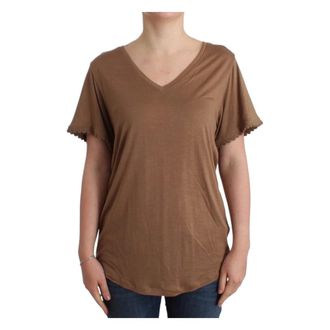 John Galliano Braunes Rayon Elegantes Kurzarm-Top - - Tops - Damen - Braun - S
