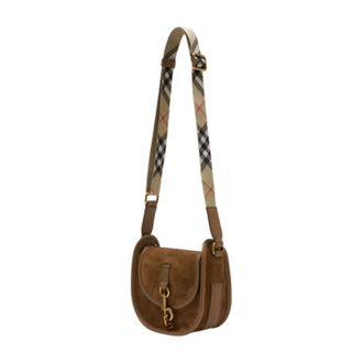 Burberry Womens B Clip Crossbody Bag Brown Calfskin