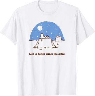 Peanuts Erdnüsse - Snoopy Woodstock Camping unter Sternen T-Shirt