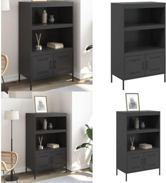 vidaXL Highboard Schwarz 68x39x113 cm Stahl - Industrielles Design - Hochschrank - Regal - Aufbewahrung - Wohnraum - Home & Living