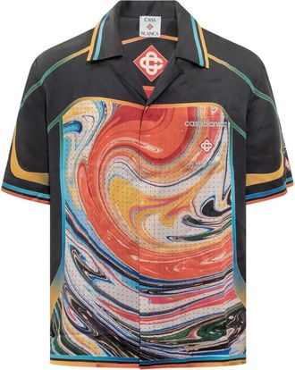 Casablanca Homme, Chemises, Multicolore, Taille: M Chemise en soie &agrave; manches courtes