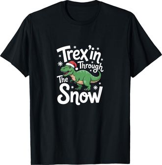 Mapanoli Design Trexin Through The Snow Lustiges Dino-Weihnachten T-Shirt