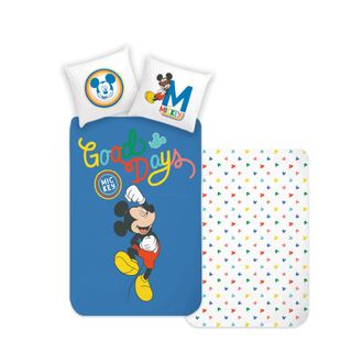Disney Home Mickey Kinder Wendebettwäsche Set 135x200 - Kopfkissenbezug 80x80 - Super weiche Renforce 100% Baumwolle, 2-teilig Mickey Bettwäsche, Weich und a