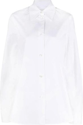 Jil Sander Femme, Blouses et Chemises, Blanc, Taille: 44 FR Chemise en Popeline de Coton