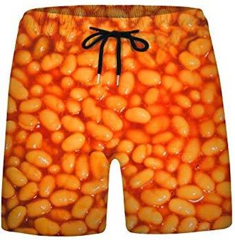 Generic Short de bain pour homme - Short de plage pour homme - Imprim&eacute; r&eacute;aliste - Short de plage - Short de bain - Pantalon l&eacute;ger pour les vacances, Orange, X