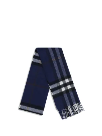 Burberry Cashmere Check Pattern Scarf - Navy