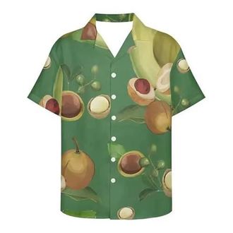 Keephen TangoDS Past&egrave;que/P&ecirc;che/Pomme Impression 3D Hawaiian Chemise pour Femmes Hommes Col Revers Manches Courtes Boutonn&eacute;e Chemises F&ecirc;te Aloha Chemises