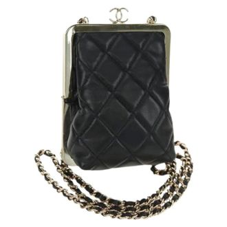 Chanel Sac d&eacute;paule en cuir dagneau Pre-owned - Femme - Pre-owned - Noir - Taille: ONE Size