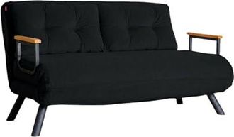 Dmora Schlafsofa 2-Sitzer Merak 133x78 cm Schwarz, Stauraum