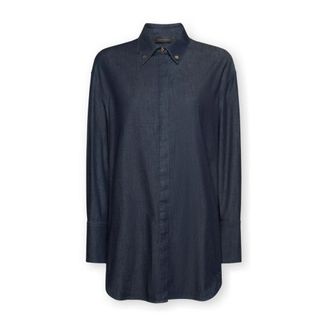 Elena Miro Hemdkragen aus Baumwolle - - Blouses & Shirts - Damen - Blau - 2XL
