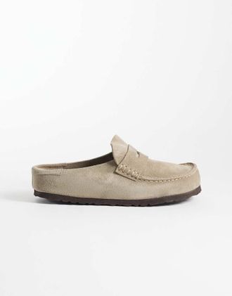 Birkenstock Naples - Sabots en daim pointure &eacute;troite - Taupe-Neutral