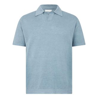 Roberto Collina Homme, Pulls, Bleu, Taille: M Linen Polo
