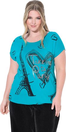 Miamoda Damen gro&szlig;e Gr&ouml;&szlig;en &Uuml;bergr&ouml;&szlig;en Plus Size T-Shirt, Komfort Fit, Paris/Herz-Druck, elastischer Saum Jade 56 840536761-56
