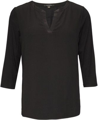 Comma 3/4-Arm-Shirt T-Shirt Longsleeve im Fabricmix mit Tunika-Ausschnitt