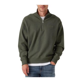 Tommy Jeans Gr&uuml;ner Halbzip Pullover f&uuml;r M&auml;nner - - Sweatshirts & Hoodies - Herren - Gr&uuml;n - XL