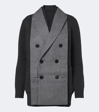 sacai Cardigan en laine m&eacute;lang&eacute;e