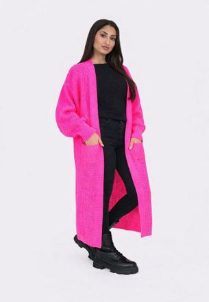 Elara Cardigan Lange Damen Strickjacke mit Ballon&auml;rmeln & Taschen
