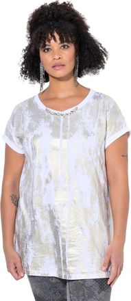 Miamoda Damen gro&szlig;e Gr&ouml;&szlig;en &Uuml;bergr&ouml;&szlig;en Plus Size T-Shirt, Golddruck, Kette am Ausschnitt schneewei&szlig; 48 839262200-48
