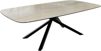 DELIFE Esszimmertisch Edge Boot 240x120 cm Keramik Iris FMG Onice ORO Kreuzgestell Rechteck Schwarz