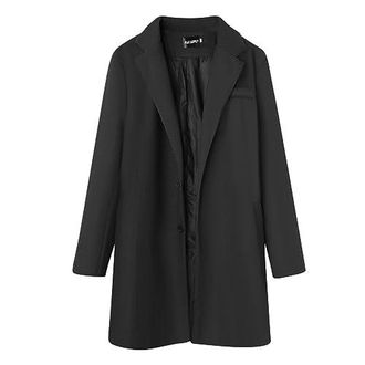 Generic Veste Hiver Homme,Knitted Wool Long Sleeve Coat for Men Classic British Autumn Winter Mid-length Outerwear pour Homme (Black, XXL)