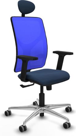 Piqueras y Crespo B&uuml;rostuhl mit 2D-Armlehnen, h&ouml;henverstellbarer Lendenwirbelst&uuml;tze und festem Kopfteil, ausgestattet mit Sincro 3 Positionen und Schneideschaum, Blau/M