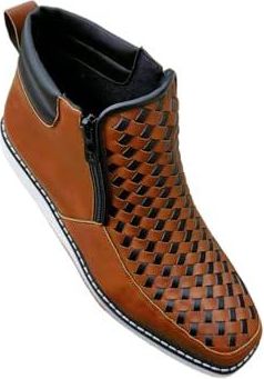 Generic Zenfaze Bottes de cowboy occidentales fabriquées à la main pour homme, style cuir à bout carré, avec fermeture éclair double face, design de bottes de