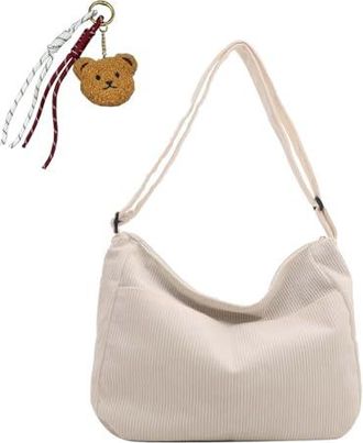 Generic Sac &agrave; bandouli&egrave;re d&eacute;contract&eacute; en velours c&ocirc;tel&eacute; pour femme, joli sac &agrave; main l&eacute;ger avec sangle r&eacute;glable, id&eacute;al pour l&eacute;cole, le travail, les voyages, be