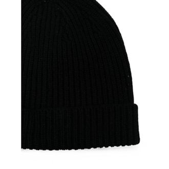 Rick Owens RU02F4495 Ribbed Knit Cashmere Beanie - Black