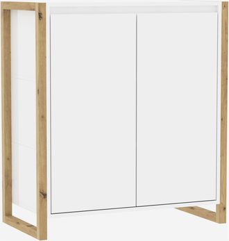 Finori Kommode Denver 1 weiß/Dekor Artisan Oak HxBxT 88x80x40 cm