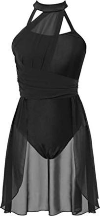 dPois Femme Justaucorps Gymnastique Robe de Danse Classique Adulte sans Manches Leotard Robe Danse Lyrique Contemporaine Tango Danseuse Noir S