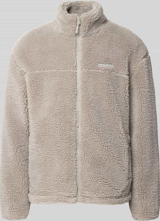 Review Fleecejacke mit Label-Detail und Rei&szlig;verschluss
