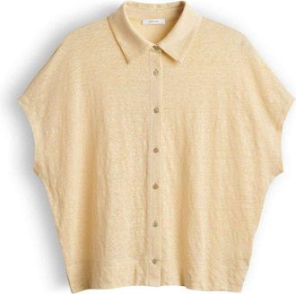 OPUS Kurzarmshirt Samoha aus Jersey mit Leinenstruktur Der &uuml;berschnittene Arm sorgt f&uuml;r eine relaxte Silhouette