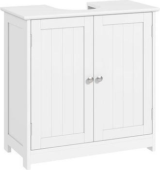 Kleankin Meuble Salle de Bain sous lavabo - Meuble sous-Vasque - Placard 2 Portes avec &eacute;tag&egrave;re - dim. 60L x 30l x 60H cm - en Bois Blanc